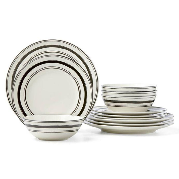 Lenox Around the Table Stripe 12-Piece Dinnerware Set - Loft410